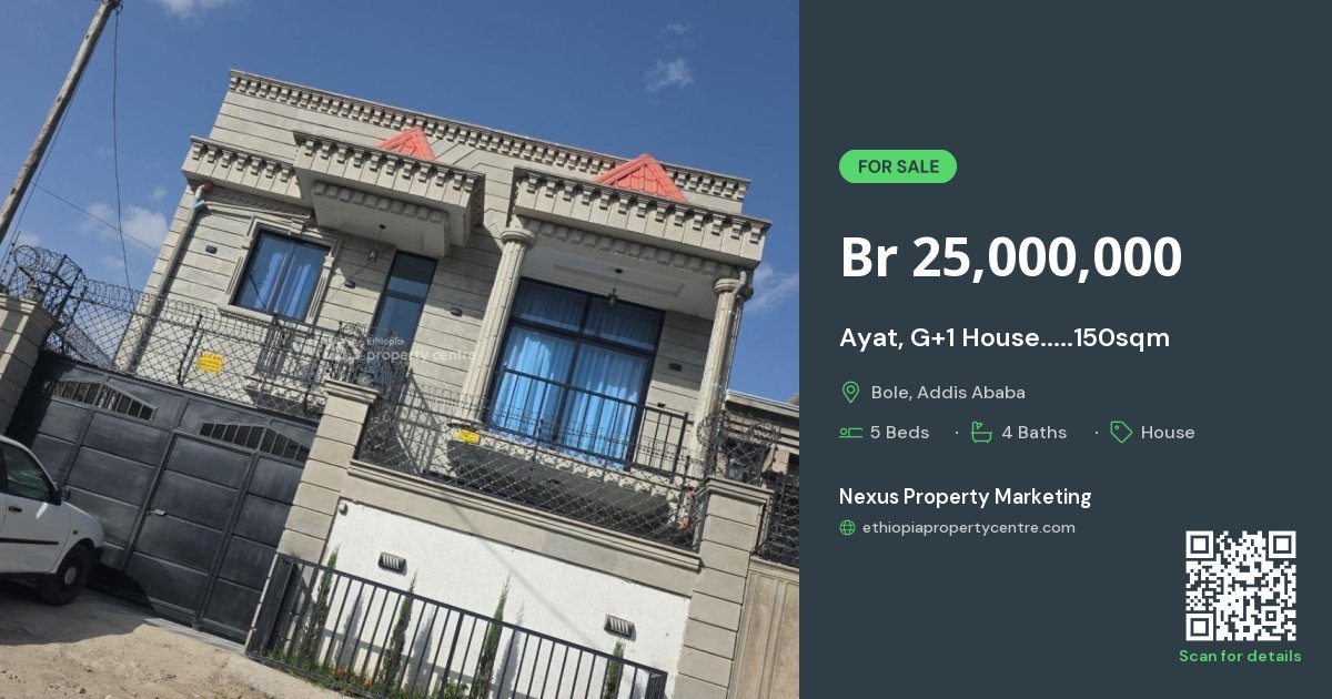 For Sale: Ayat, G+1 House.....150sqm, Ayat, Bole, Addis Ababa | 5 Beds ...